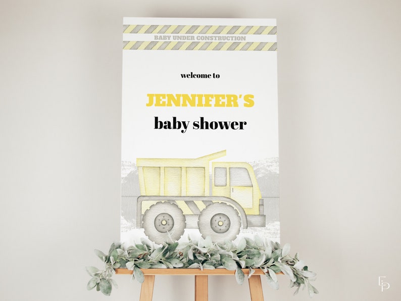 Baby Under Construction Baby Shower Welcome Sign Template - Etsy