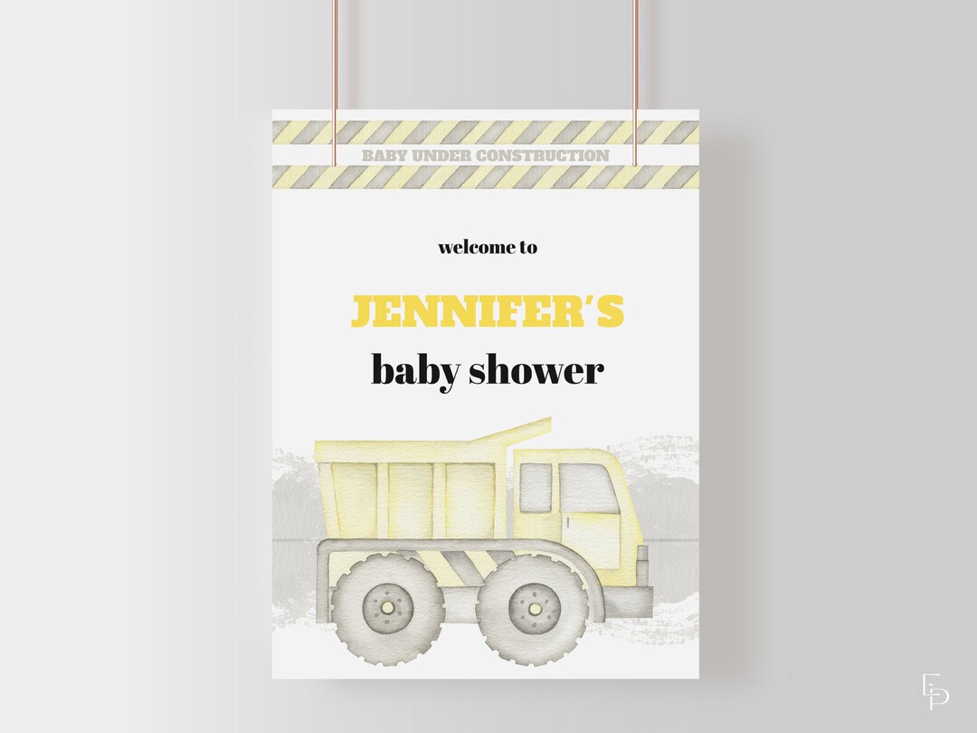 Baby Under Construction Baby Shower Welcome Sign Template | RASIM ...