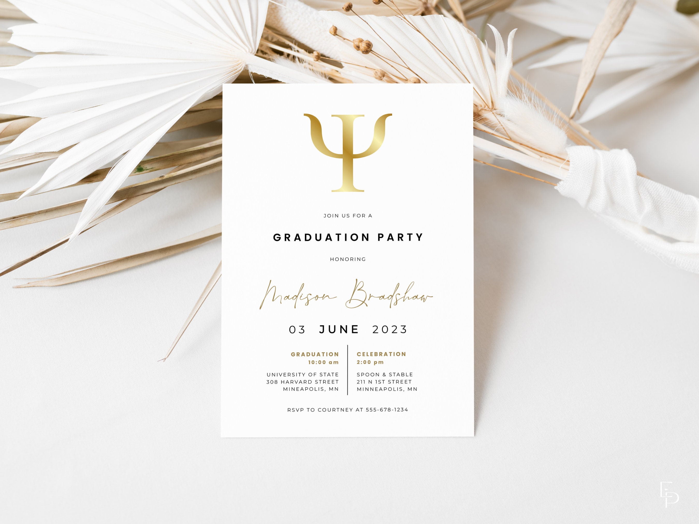 Modern Psychology School Graduation Party Invitation Template - Etsy