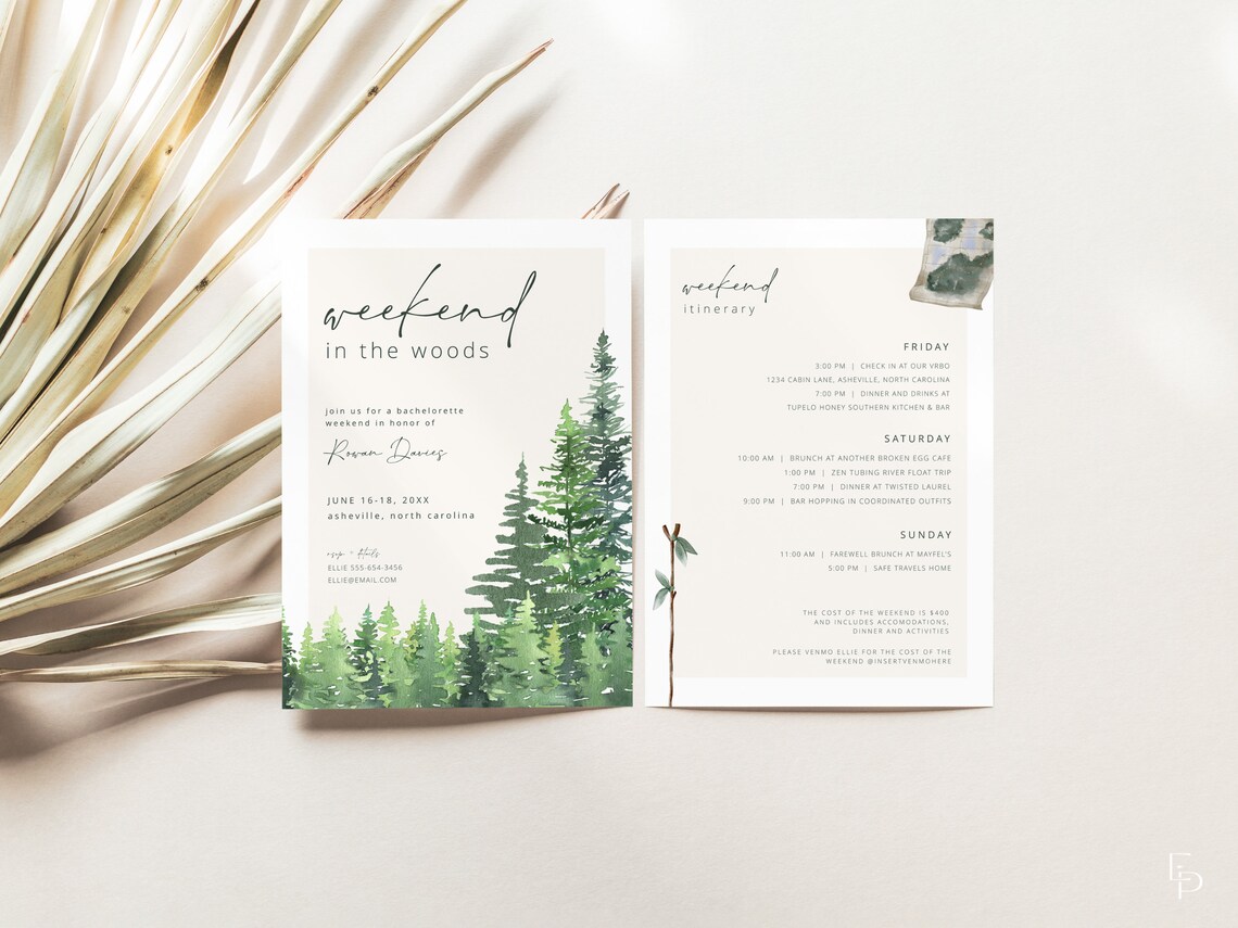 Weekend in the Woods Bachelorette Weekend Invite Template - Etsy