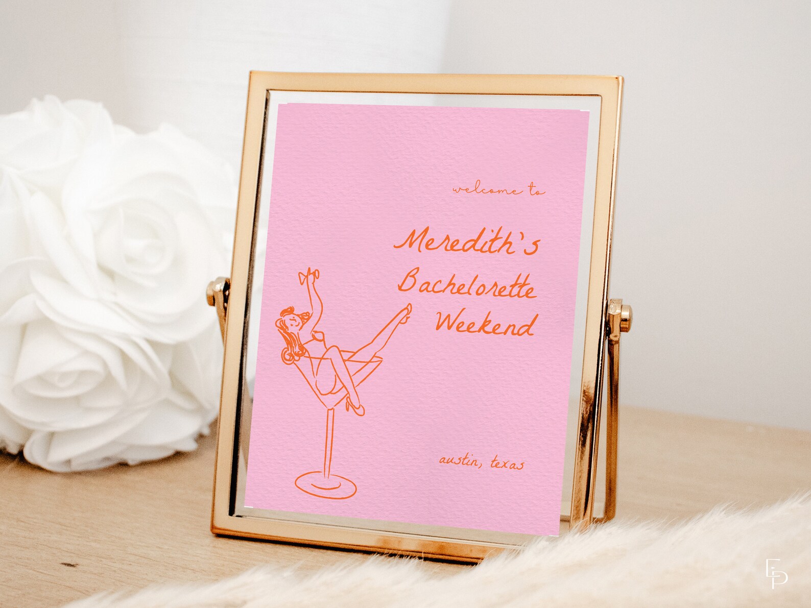 Pink and Orange Bachelorette Welcome Sign Template for Bikinis and ...
