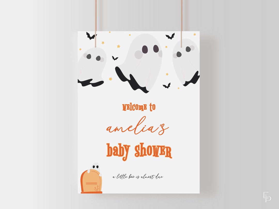A Little Boo Ghost Baby Shower Welcome Sign Template for Halloween Baby ...
