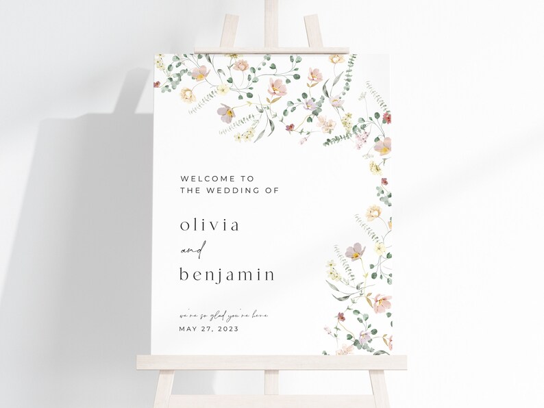 Floral Wedding Welcome Sign Template BLOSSOM Collection - Etsy