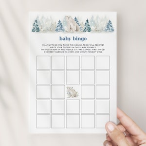 Winter Polar Bear Baby Bingo Baby Shower Game Template | BIANCA ...