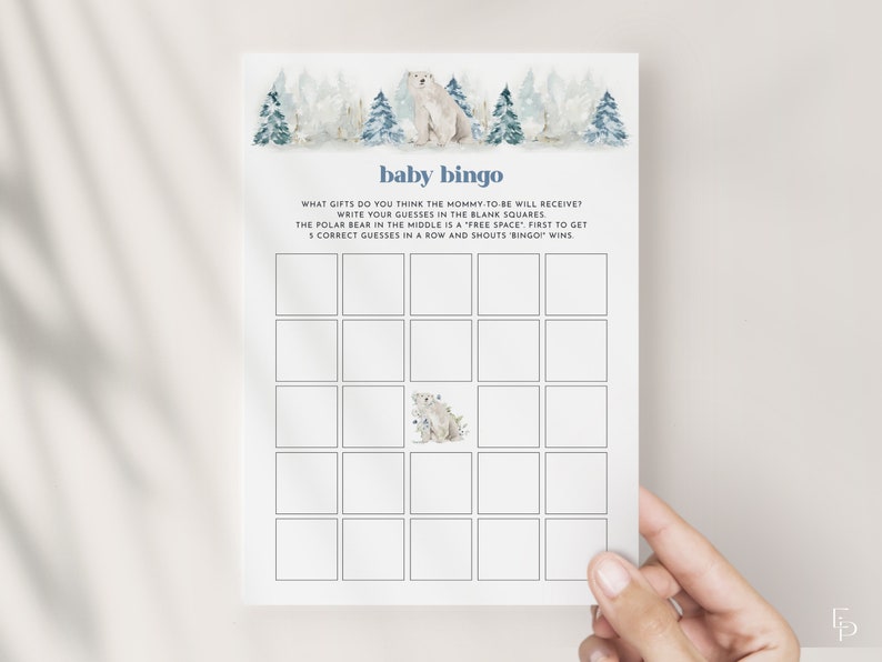 Winter Polar Bear Baby Bingo Baby Shower Game Template | BIANCA ...