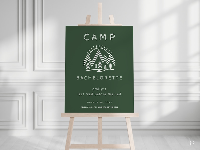 Camp Bachelorette Welcome Sign Template BROOKE Collection - Etsy
