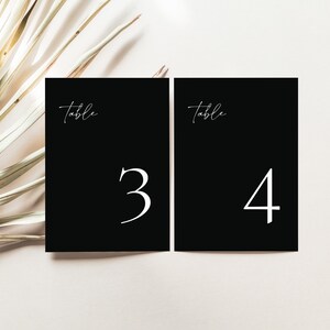 Modern Minimalist Black Table Number Templates for Wedding | NOIR ...