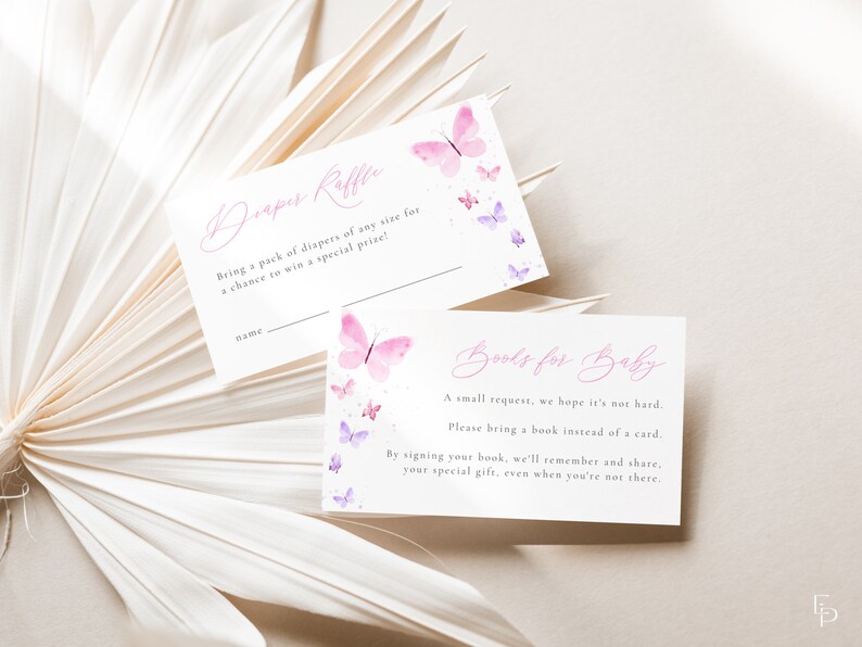 Girl Butterfly Baby Shower Invitation Bundle Template | APONI ...