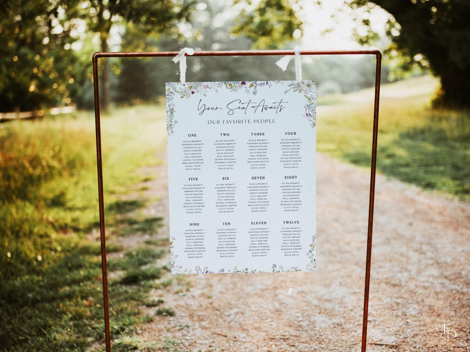 Prairie Wildflower Wedding Seating Chart Sign Template | CHLOE ...