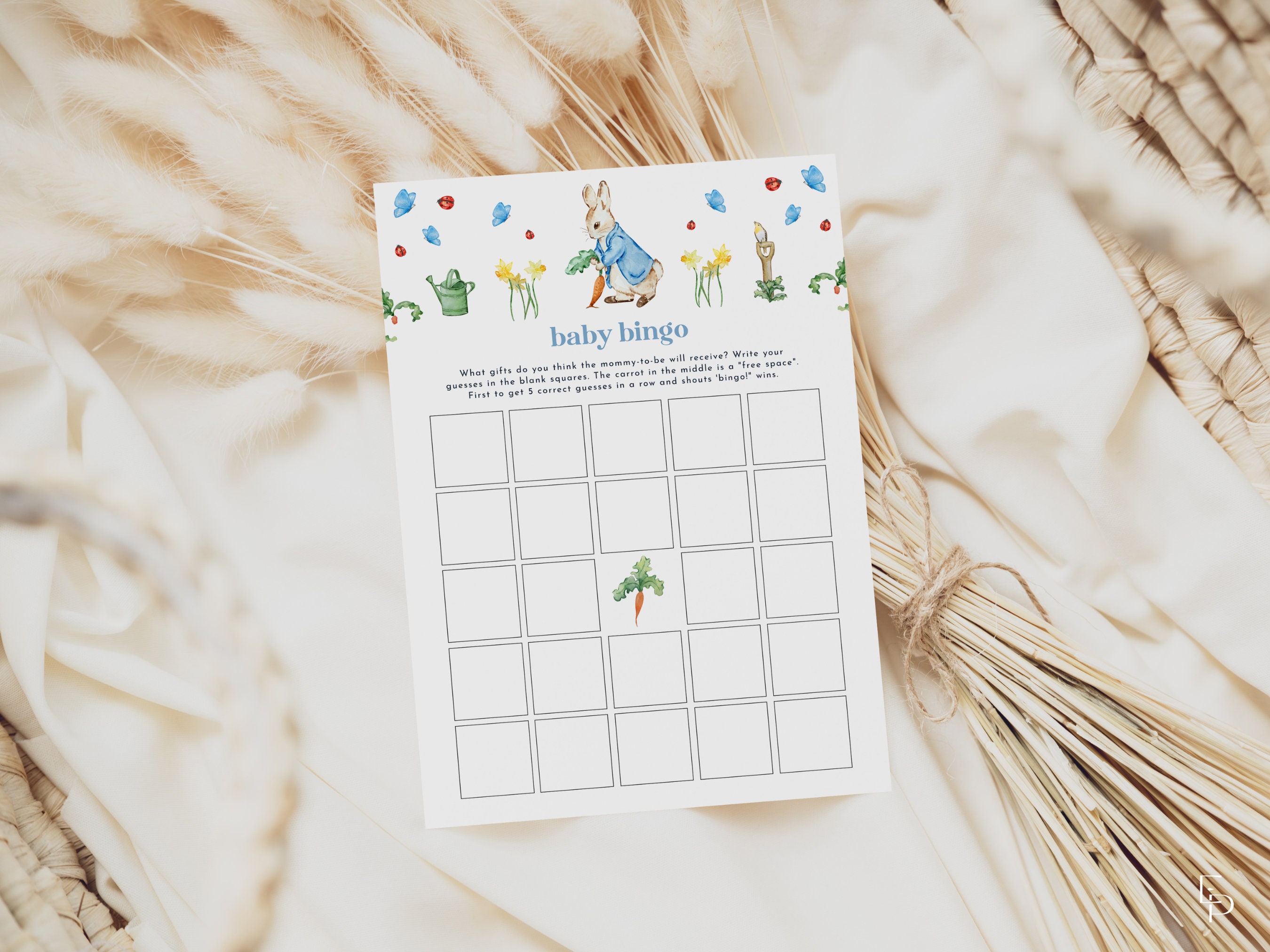 Peter Rabbit Baby Bingo Baby Shower Game Template | BEATRIX Collection ...
