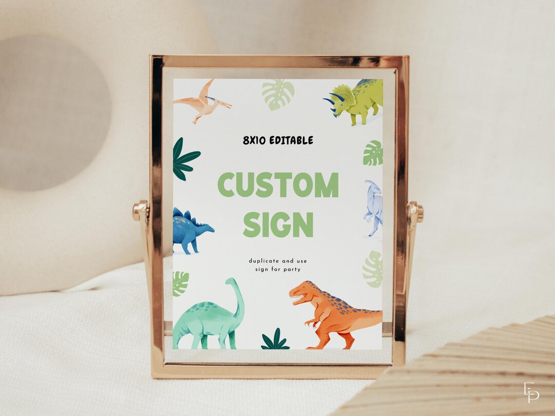 Dinosaur Birthday Custom Sign Template for Colorful Jurassic Dino Party ...