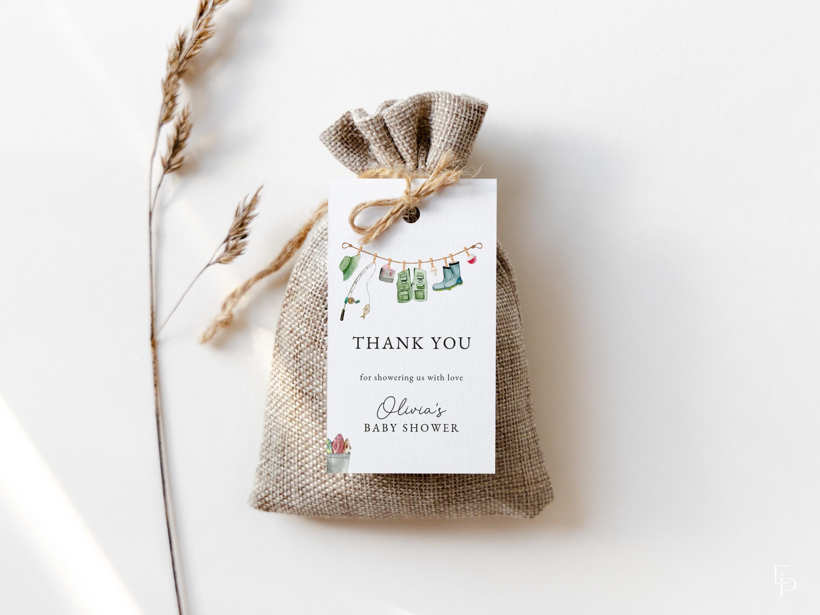 Little Fisherman Baby Shower Favor Tag Template for Reel Excited ...