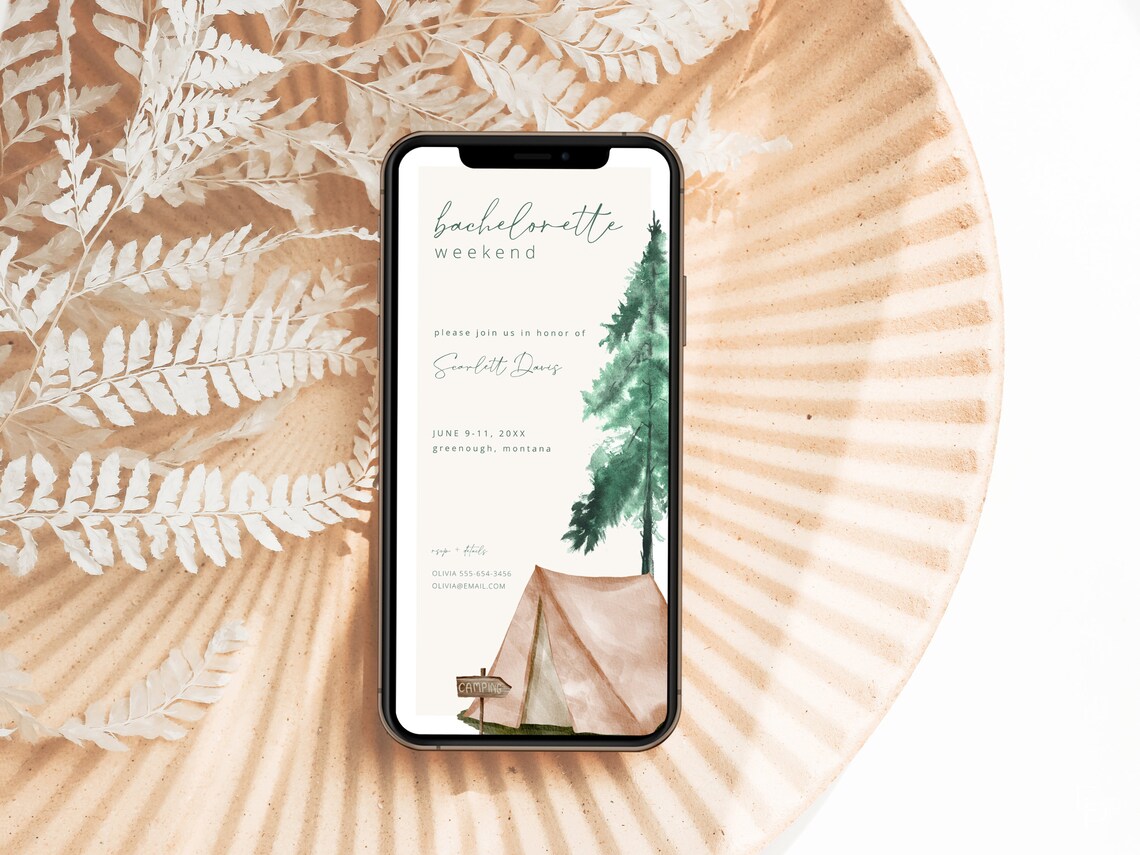 Camping Digital Bachelorette Weekend Invite Template WREN - Etsy