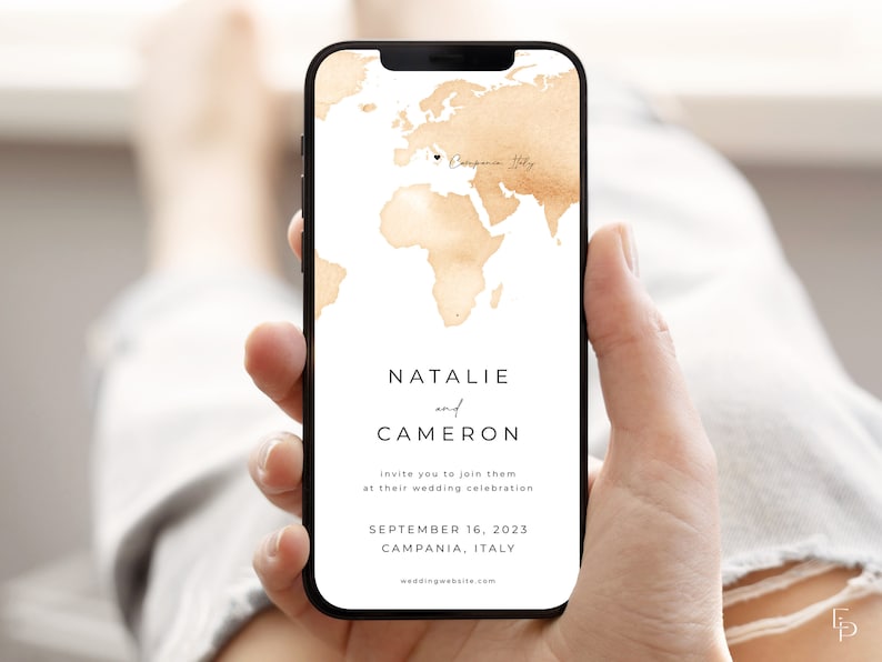 World Map Destination Digital Wedding Invitation Template for - Etsy