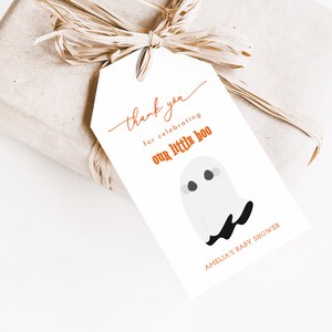 Halloween Little Boo Ghost Baby Shower Favor Tag Template | MASINA ...