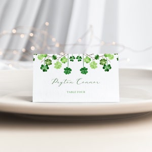 Lucky in Love Place Card Template for St. Patrick's Irish Shamrock ...