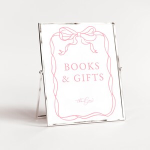 Pink Bow Books and Gifts Baby Shower Sign Template for Classic Hand ...