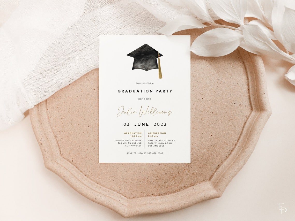 Modern Graduation Party Invitation Template | VEDA Collection - Etsy