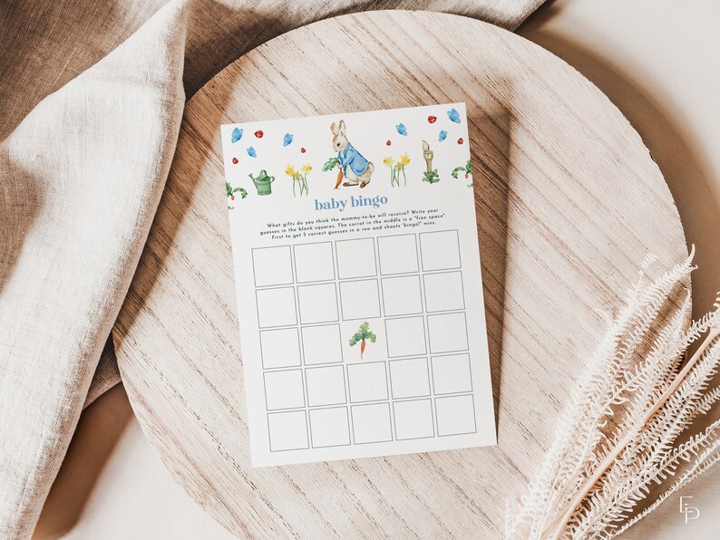 Peter Rabbit Baby Bingo Baby Shower Game Template | BEATRIX Collection ...