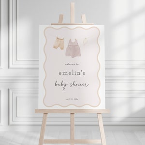 Pink and Beige Boho Girl Baby Shower Welcome Sign Template | KAYA ...