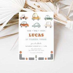 Transportation Birthday Invitation Template for Modern Vehicles & Cars ...