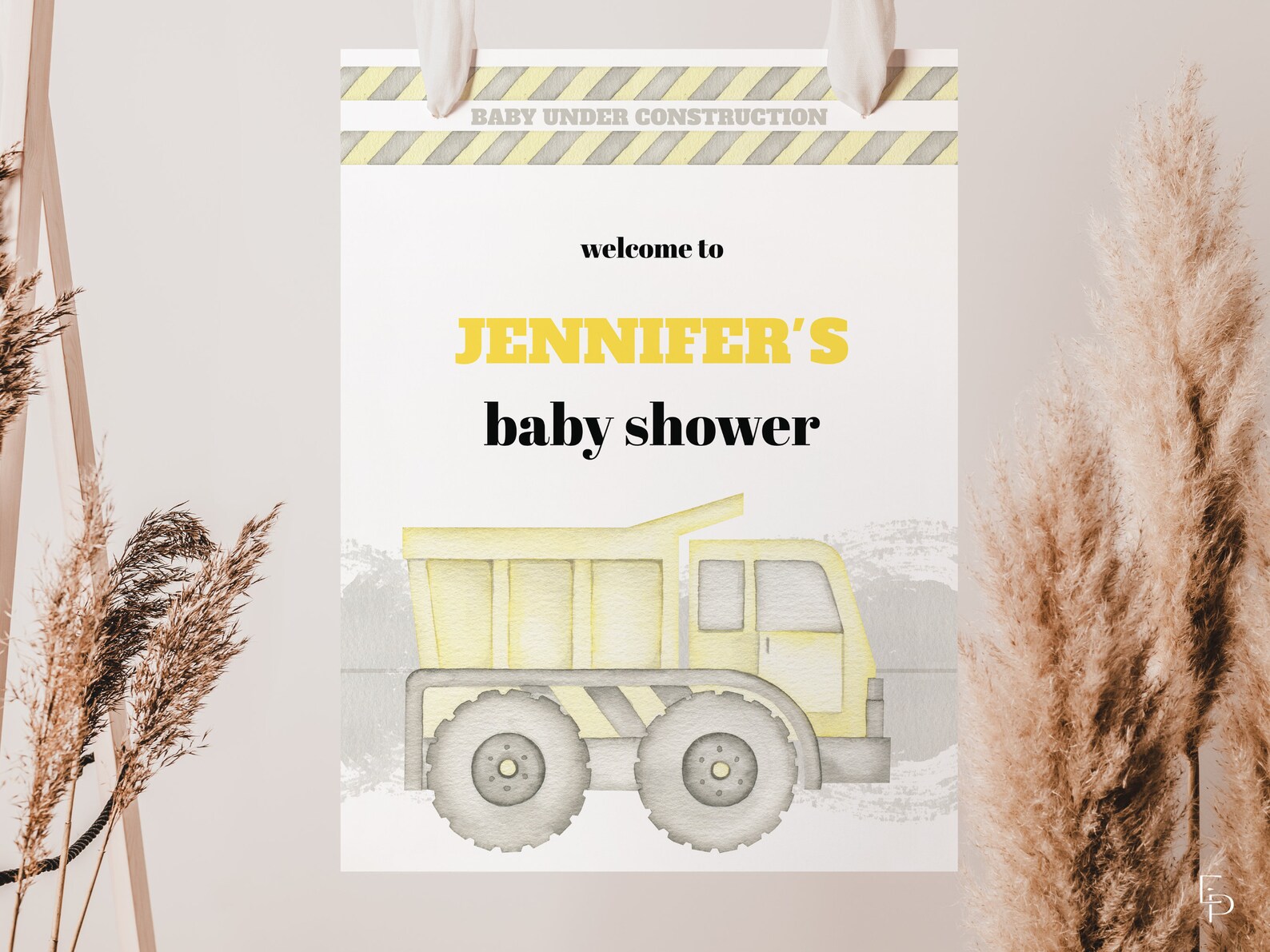Baby Under Construction Baby Shower Welcome Sign Template - Etsy