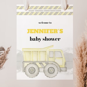 Baby Under Construction Baby Shower Welcome Sign Template | RASIM ...