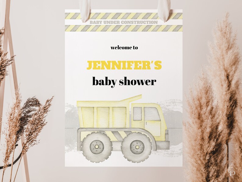 Baby Under Construction Baby Shower Welcome Sign Template - Etsy