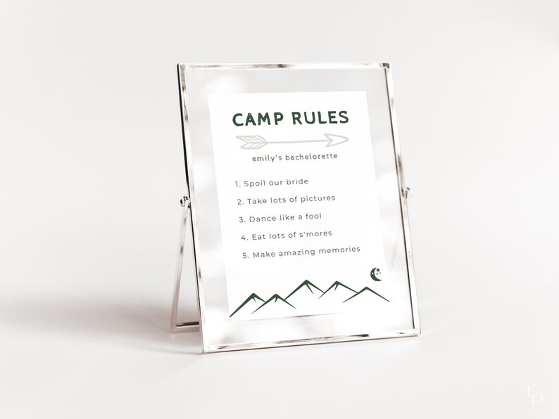 Camp Bachelorette Party Camp Rules Sign Template BROOKE - Etsy
