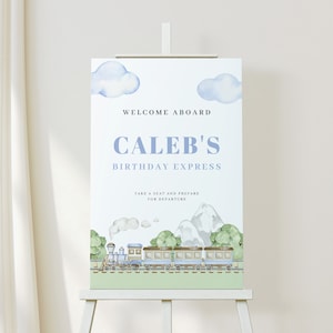 Train Birthday Welcome Sign Template for Kids All Aboard Train Birthday ...