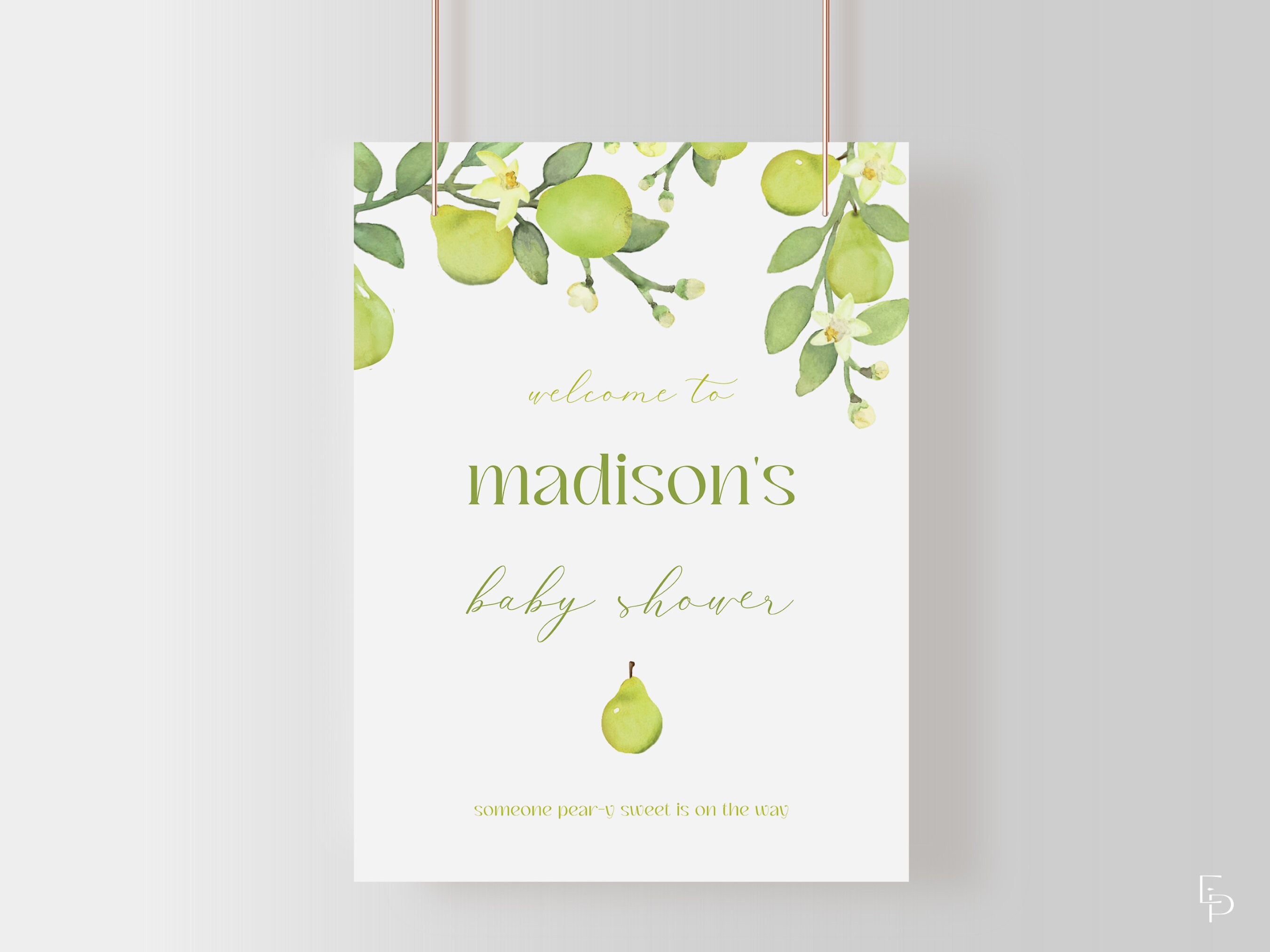 Little Pear Baby Shower Welcome Sign Template PERRY - Etsy
