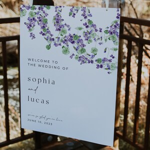 Violet Spring Wedding Welcome Sign Template EVOLET Collection - Etsy