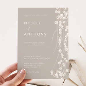 Modern Pearl Wedding Invitation Template With Photo | MEGAN Collection ...