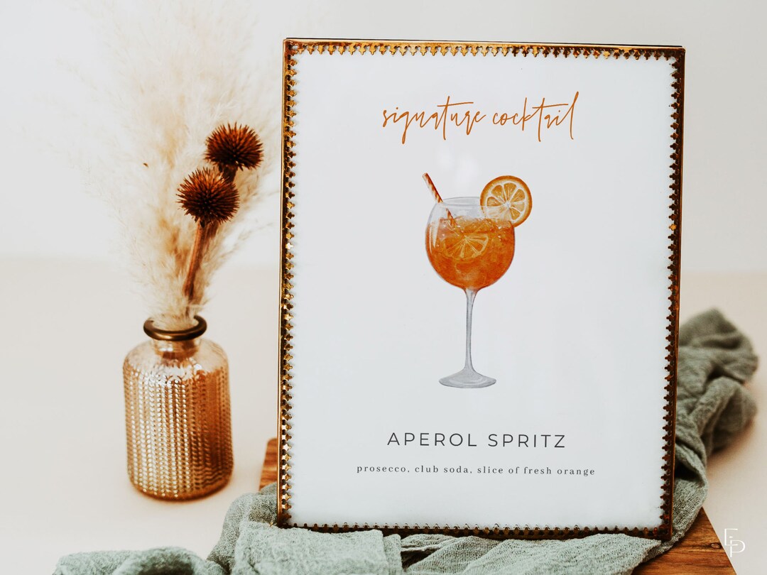Signature Cocktail Aperol Spritz Sign Template | NEROLA Collection - Etsy