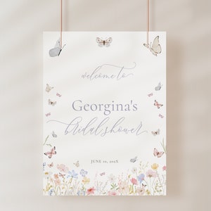 Lifetime of Butterflies Bridal Shower Welcome Sign Template Butterfly ...