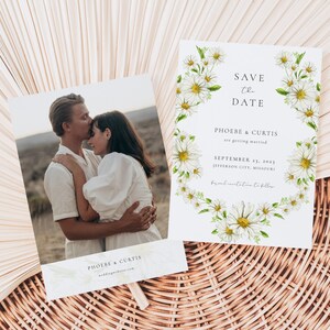 Spring Daisy Save the Date Template With Photo for Weddings MARGUERITE ...