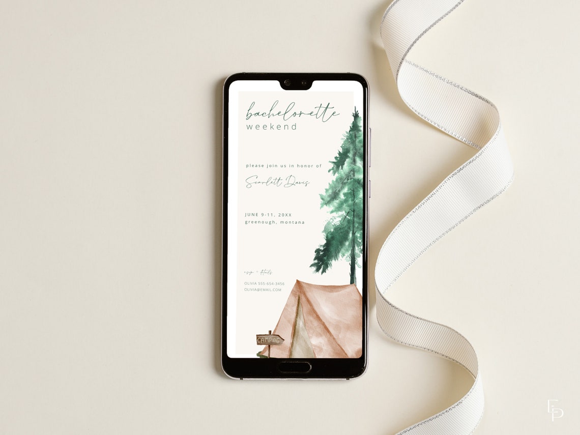 Camping Digital Bachelorette Weekend Invite Template WREN - Etsy
