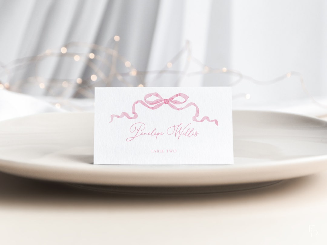 She's Tying the Knot Place Card Template for Pink Bow Bridal Shower ...