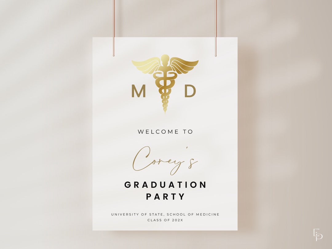 Medical School Graduation Party Welcome Sign Template Editable Med ...