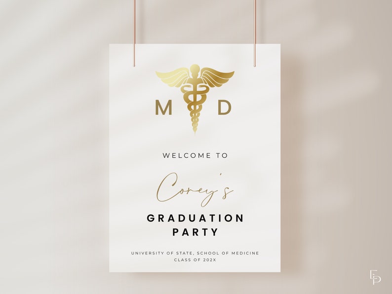 Modern Medical School Graduation Party Welcome Sign Template - Etsy