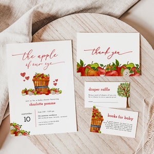 Apple of My Eye Fall Apple Baby Shower Invitation Bundle Template ...