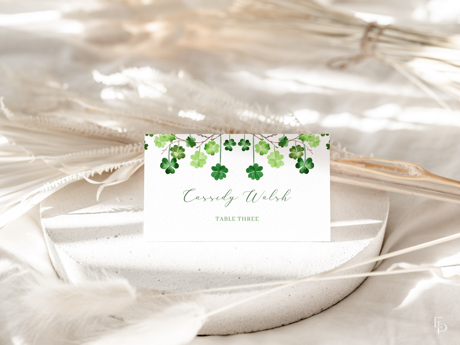 Lucky in Love Place Card Template for St. Patrick's Irish Shamrock ...
