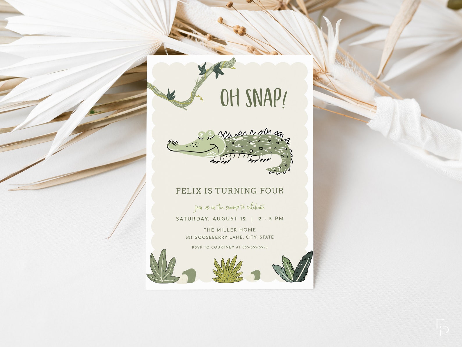 Oh Snap Crocodile Birthday Invitation Template for Party in the Swamp ...