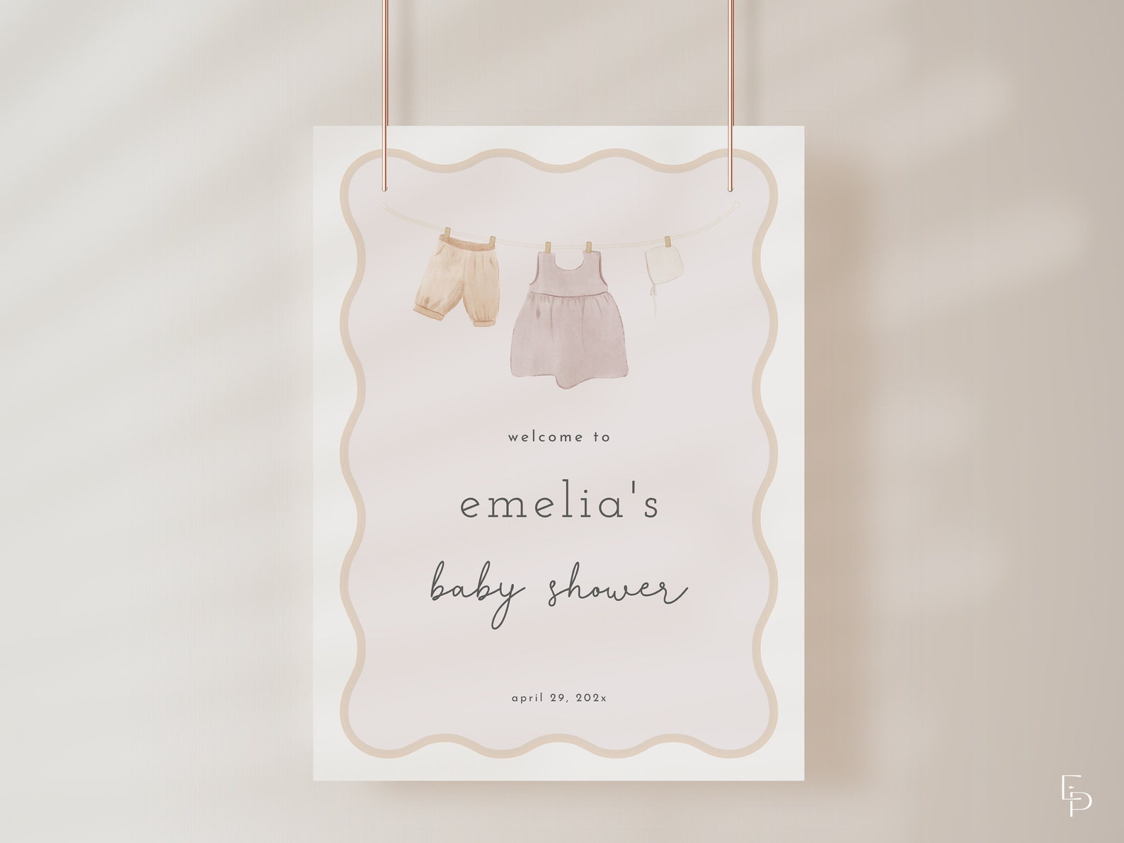 Pink and Beige Boho Girl Baby Shower Welcome Sign Template | KAYA ...