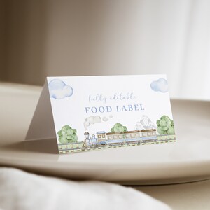 Train Food Label for Kids Blue All Aboard Train Birthday Party Buffet ...