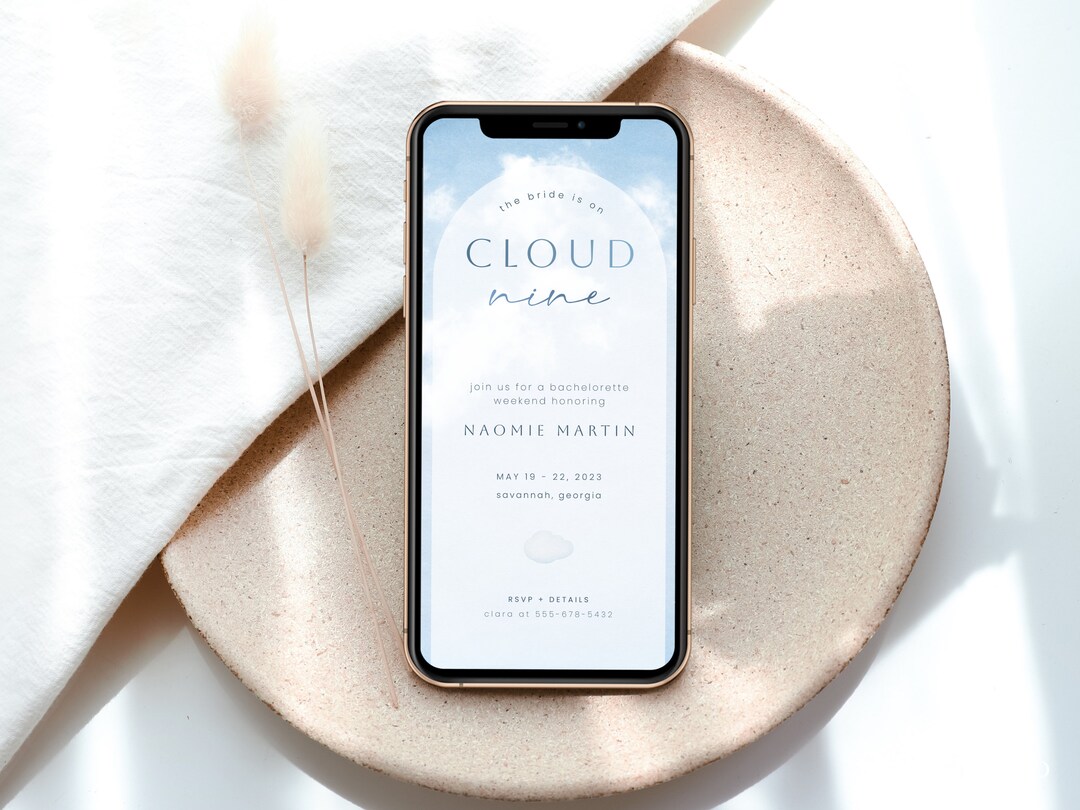 The Bride is on Cloud Nine Digital Bachelorette Weekend Invite Template | NEPHELE Collection - Etsy