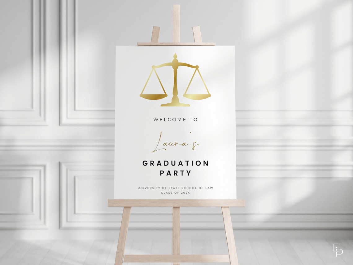 Modern Law School Graduation Party Welcome Sign Template Editable Grad ...