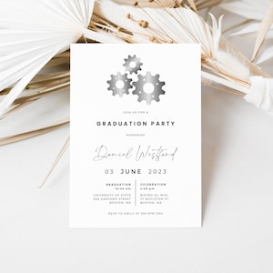 Modern Mechanical Engineer School Graduation Party Invitation Template ...