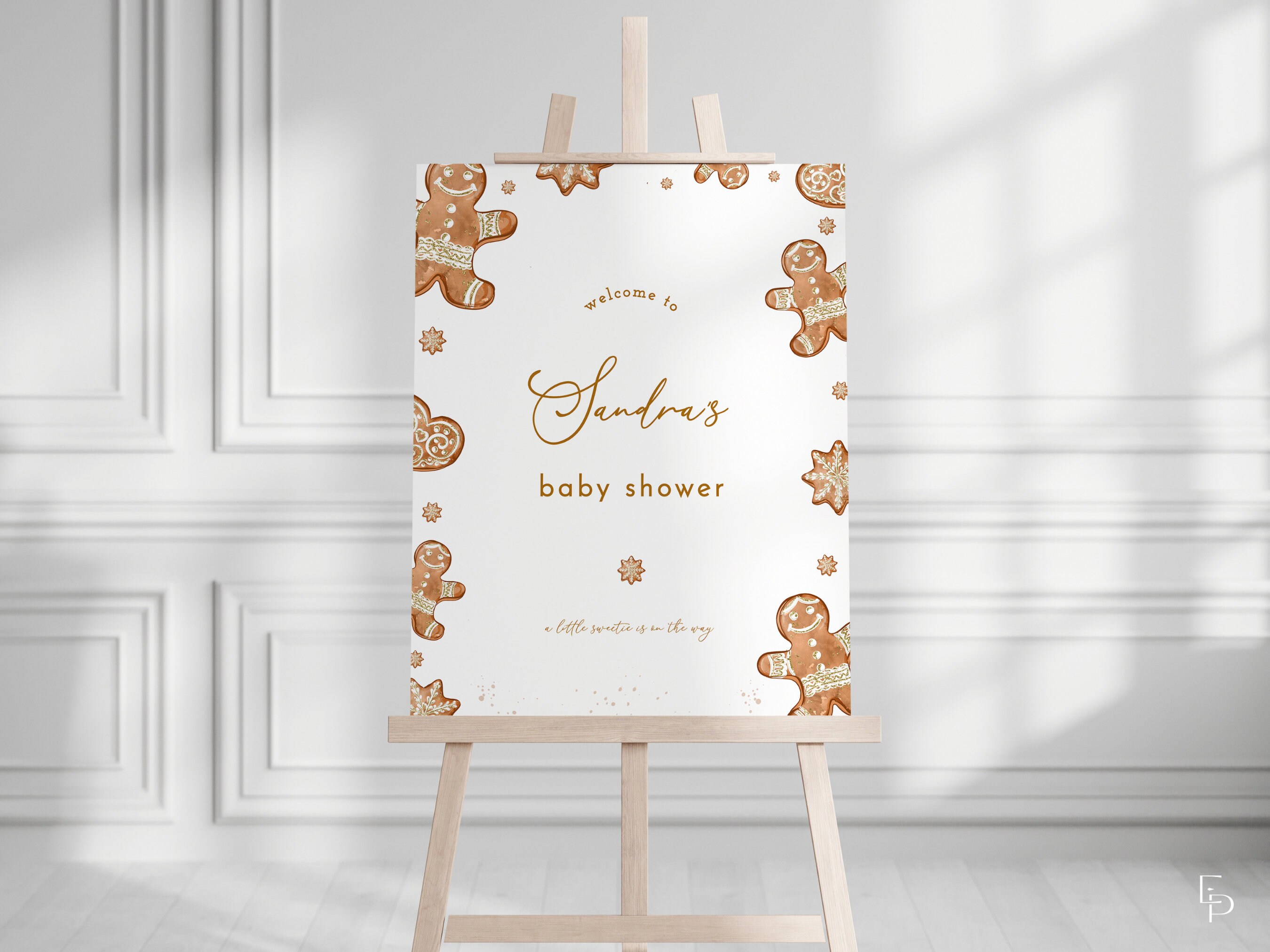 Gingerbread Baby Shower Welcome Sign Template for Editable Winter ...