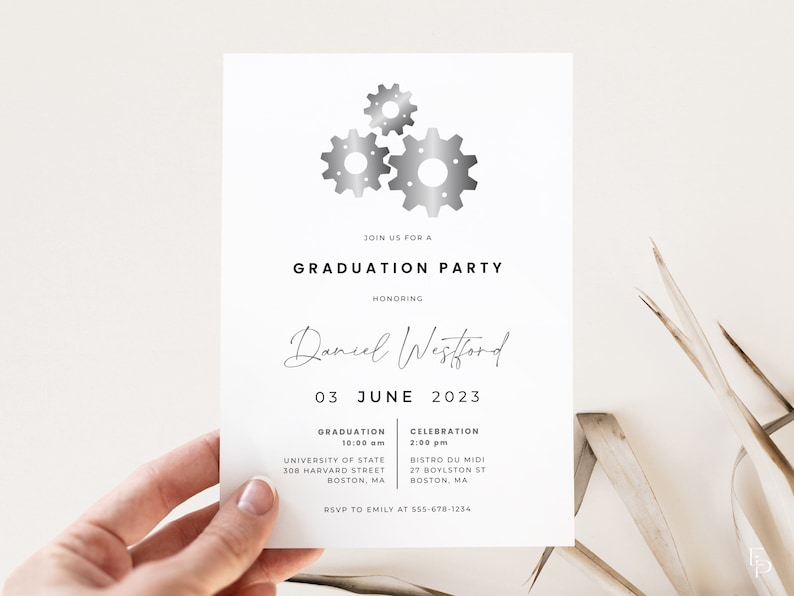 Modern Mechanical Engineer School Graduation Party Invitation - Etsy